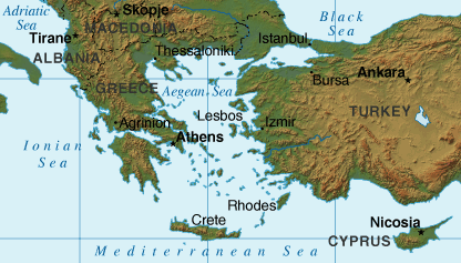 Relief Map of Greece